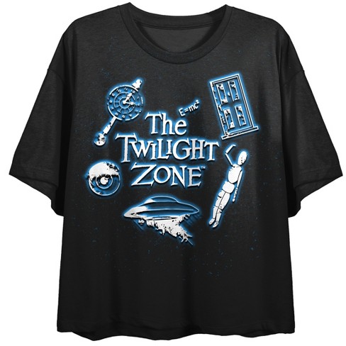 Twilight Zone Icons Women's Black Short Sleeve Crop Tee-s : Target