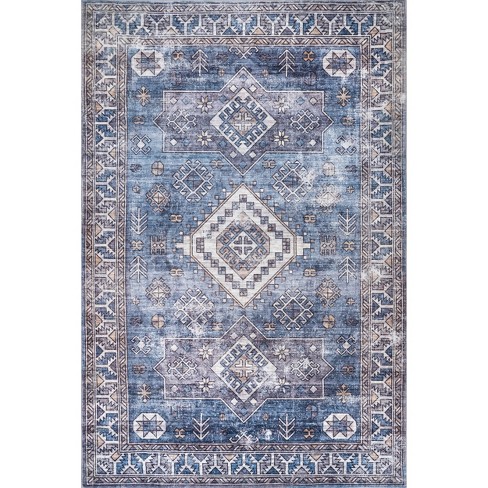 Nuloom Monika Distressed Aztec Medallion Area Rug Blue Size 3' X 5 ...