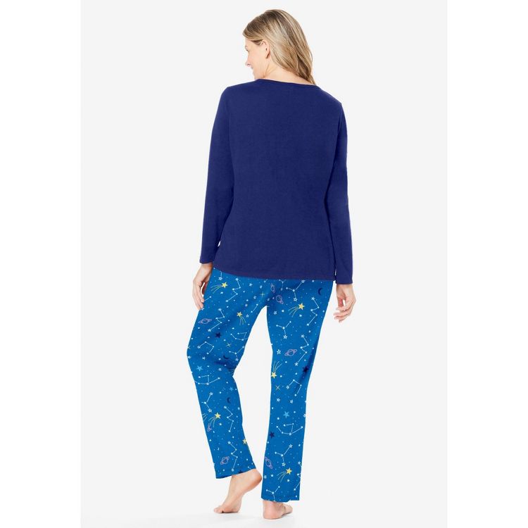 Dreams & Co. Long Sleeve Knit PJ Set - 18/20, Pool Blue Cosmic Dreams ...