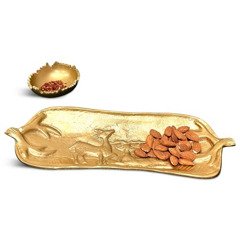 India Handicrafts 16306 Outdoor Deer Scene Golden Finish 14 X 5 Inches ...