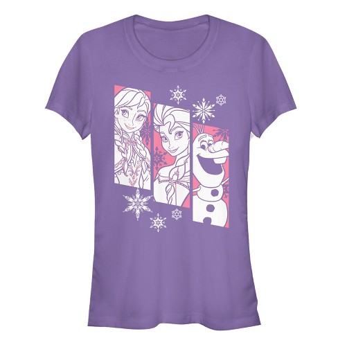 Juniors Womens Frozen Trio T-shirt - Purple - Medium : Target