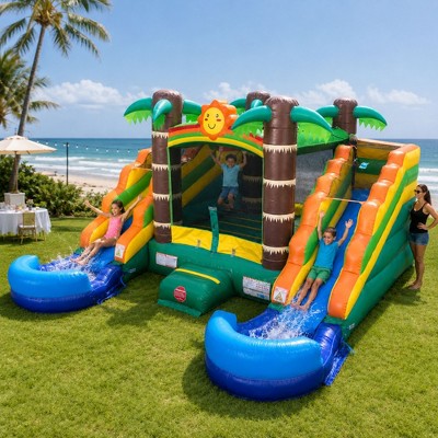 Pogo Bounce House Crossover Double Water Slide Bounce House Combo ...