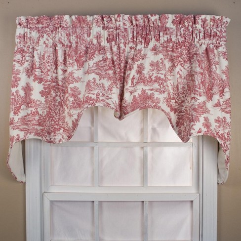 Victoria Park Toile 2-piece Classic Print Window Valance 70" X 28" Red ...