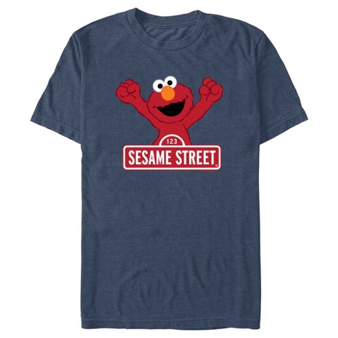 Men's Sesame Street Elmo Red Logo Sign T-shirt - Navy Blue Heather - 2x ...