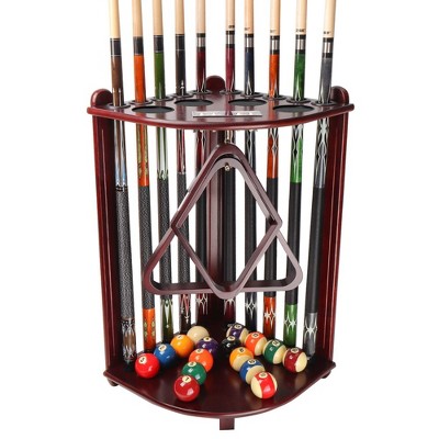 10 Pool Cue Corner Rack - Mahogany : Target