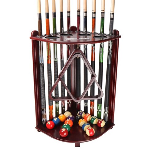 10 Pool Cue Corner Rack - Mahogany : Target