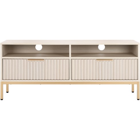 Lylia 2 Drawer 2 Shelf Media Stand - Bleached White/gold - Safavieh ...