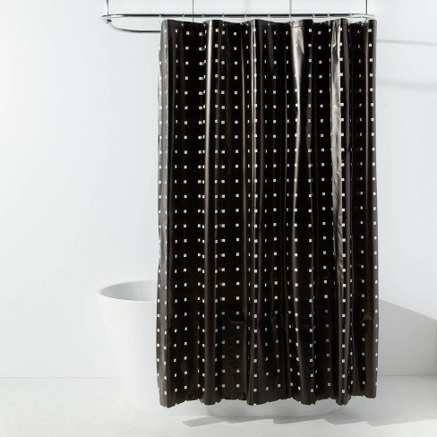 13pc Peva Stamped Squares Shower Curtain And Rings Off-white - Room ...