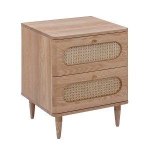 TOV Furniture Carmen Cane Two-Drawer Nightstand in Natural Ash Wood ...