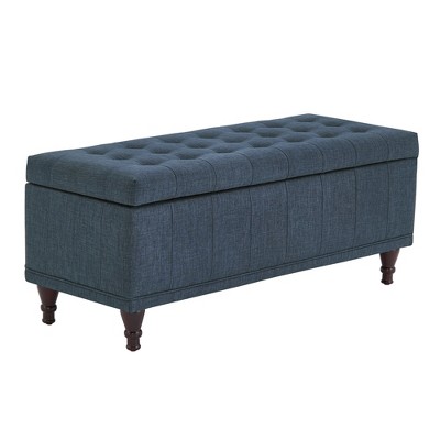 Hartley Tufted Storage Bench Heathered Weave Navy Blue - Inspire Q : Target