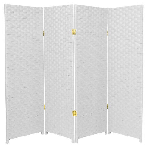 4 Ft. Tall Woven Fiber Room Divider - White (4 Panels) - Oriental ...