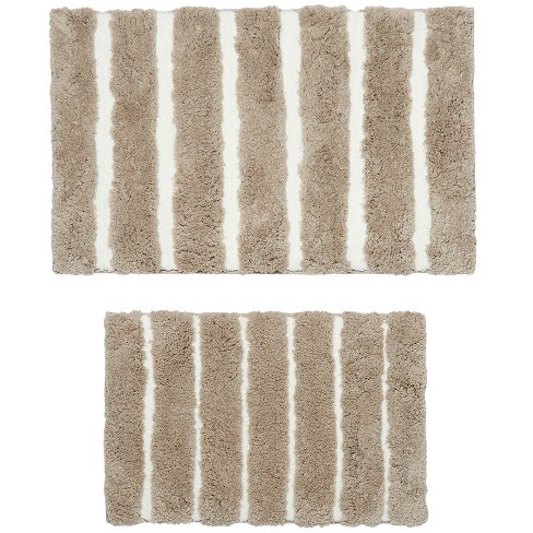The Lakeside Collection Set Of 2 Luxury Stripe Bath Rugs - Taupe : Target