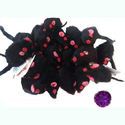 10 Realistic Black Mice Cat Toys With Real Rabbit Fur By Zanies : Target