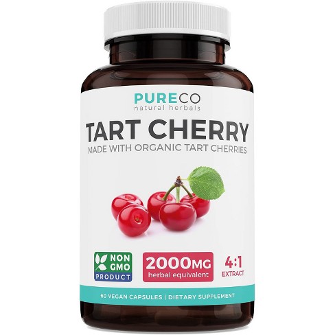 Pure Co Organic Tart Cherry Capsules 4:1 Extract Capsules, Uric Acid ...