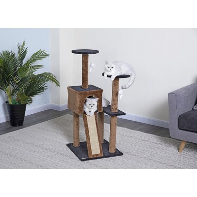 Go Pet Club 55" Cat Tree House With Dangling Toys And Slide F66 - Brown ...