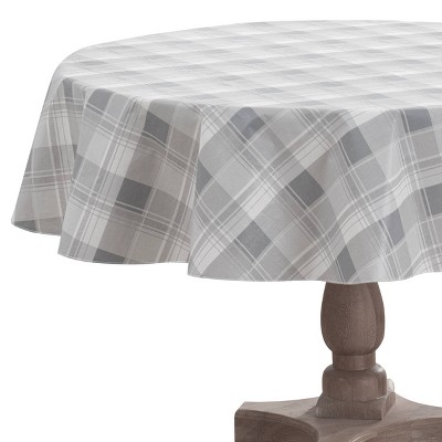 Cannon 70 Homestead Plaid Round Tablecloth Gray Peva Vinyl Classic Pattern Non woven Spot Clean 70 Round Target