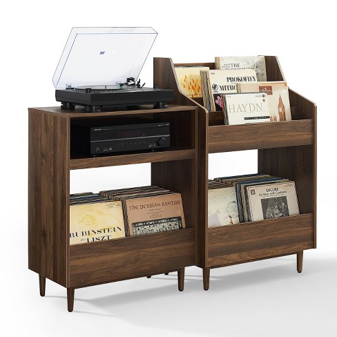 Crosley 56" Liam 2pc Record Player Stand And Vinyl Storage Set Walnut ...