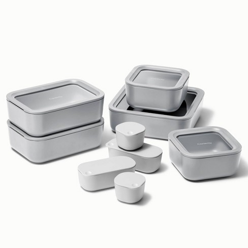 Caraway Home 17pc Food Storage Set Gray: Ceramic-coated Glass ...