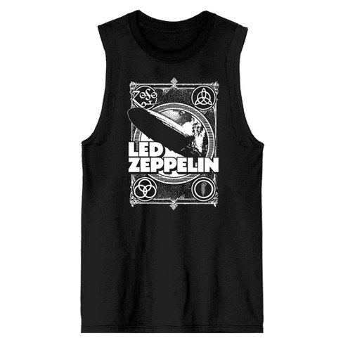 Led Zeppelin Blimp With Band Symbols Crew Neck Sleeveless Black Men's ...