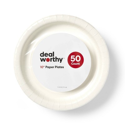 White Disposable Paper Plates 10" - 50ct - Dealworthy™ : Target