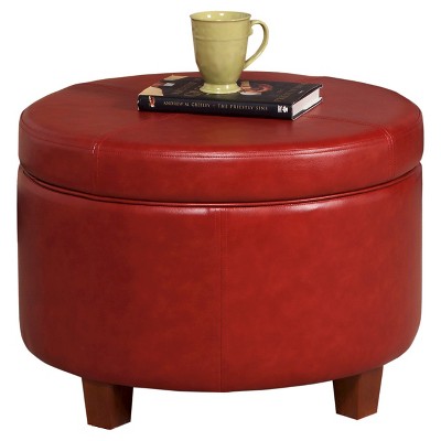 Large Round Storage Ottoman Cinnamon - HomePop: Upholstered Footstool ...