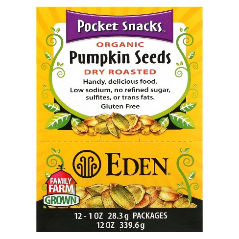 Eden Foods Pocket Snacks, Organic Pumpkin Seeds, Dry Roasted, 12 ...