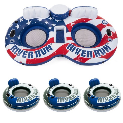Intex American Flag 2 Person Float W/ River Run 1 Person Tube (3 Pack ...