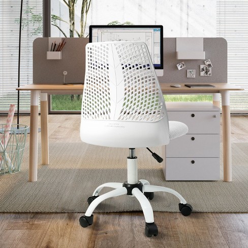 Essential Armless Small Task Chair With Wheels,white Small Home Office ...