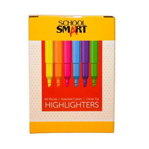 School Smart Tank Style Highlighters, Chisel Tip, Assorted Colors, Pack ...