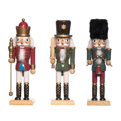 Transpac Wood Regal Shining Nutcracker Set Of 3 Christmas Home ...