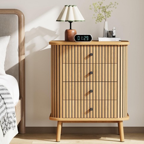 Fluted 4 Drawers Dresser, Tall Modern Chest Of Drawers, Bedroom ...