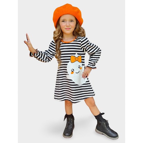 My Friendly Ghost Striped Halloween Dress Mia Belle Girls : Target