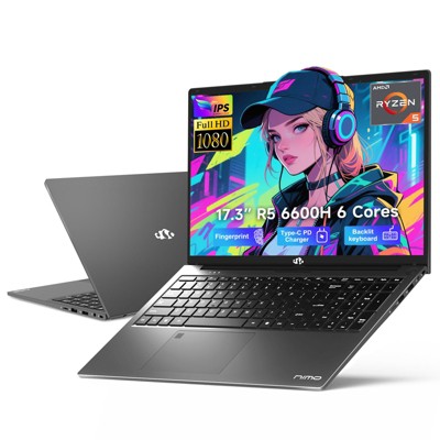 NIMO 17.3" IPS FHD Gaming Laptop, AMD Ryzen 5 6600H 8GB DDR5 RAM 512GB ...