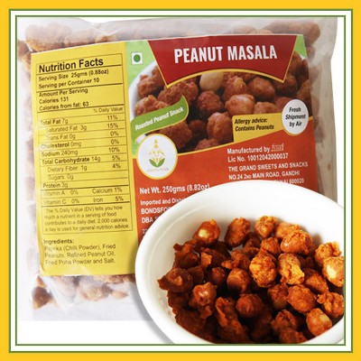 Grand Sweets & Snacks - Fried Peanut / Groundnut Masala (250 Gms ...