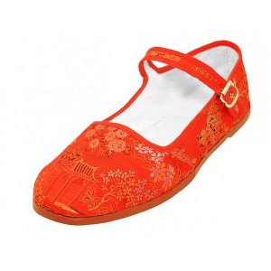 Women's Mary Jane Shoes Brocade Flat Ballet - Bangka -Red-8 : Target