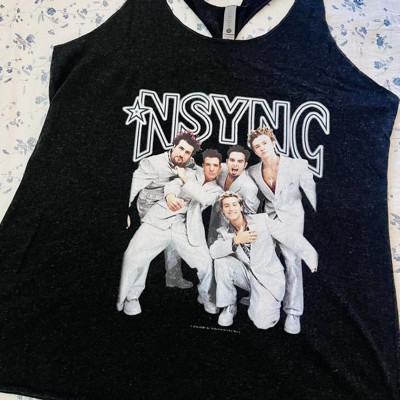 Women's Nsync Iconic White Suits Racerback Tank Top - Black Heather ...