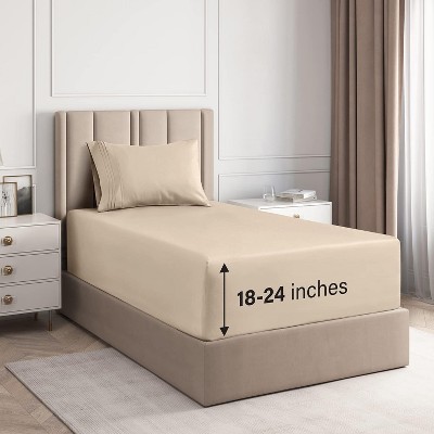 18"-24" Extra Deep Pocket, 3-piece Bed Sheets Set - Twin, Ivory : Target