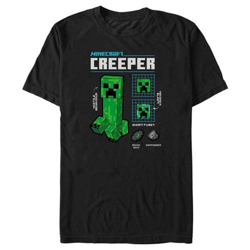 Men's Minecraft Creeper Graph T-shirt - Black - Large : Target