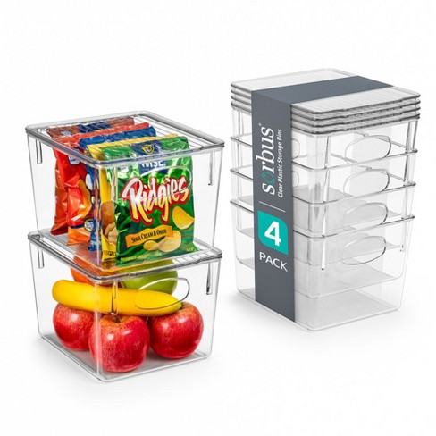 Sorbus 4 Pack Medium Clear Plastic Container Bins W/ Lids : Target