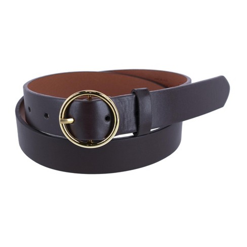 Ctm Women's Thick Rounded Buckle Belt, Medium, Brown : Target