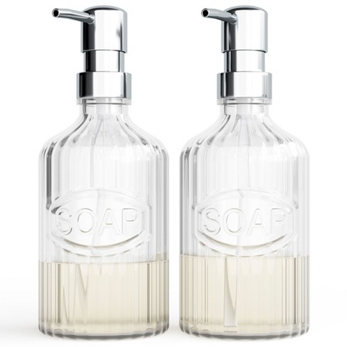 Amici Home Basin With Textured Body Glass Soap Pump, Set Of 2, Clear ...