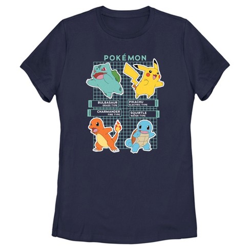 Women's Pokemon Starters Grid Pokedex T-shirt - Navy Blue - Large : Target