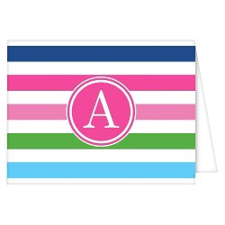 10ct Note Cards - Preppy Stripe Monogram - W : Target