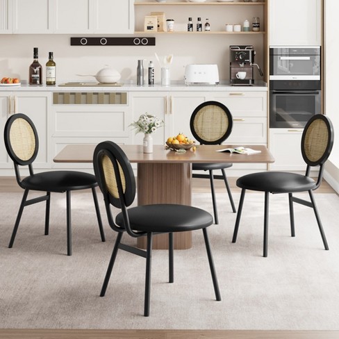 Dining Chairs Set Of 4, Rattan Kitchen Chairs With Thicken Upholstered ...