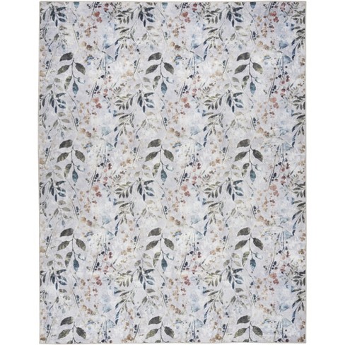 Nourison Washables Contemporary Floral Indoor Non-skid Area Rug Grey ...