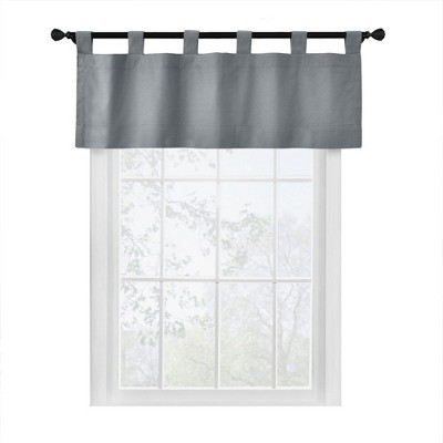 Tucker Solid Button Tab Top Window Kitchen Valance - 60" X 15" - Gray ...