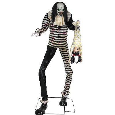 Seasonal Visions Animated Crouching Clown Halloween Decoration - - Red ...
