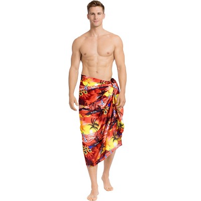 LA LEELA Men's Sarong Bath Trunk Wraps Pareo One Size Allover Sun Red ...