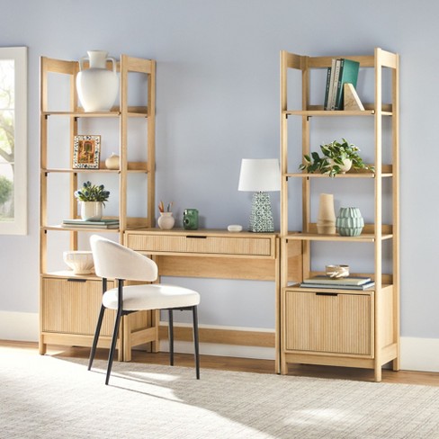 Saracina Home 3pc Transitional Writing Desk With 2 Narrow Bookcases ...