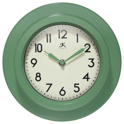 9.75" Retro Escape Wall Clock Green - Infinity Instruments: Indoor ...